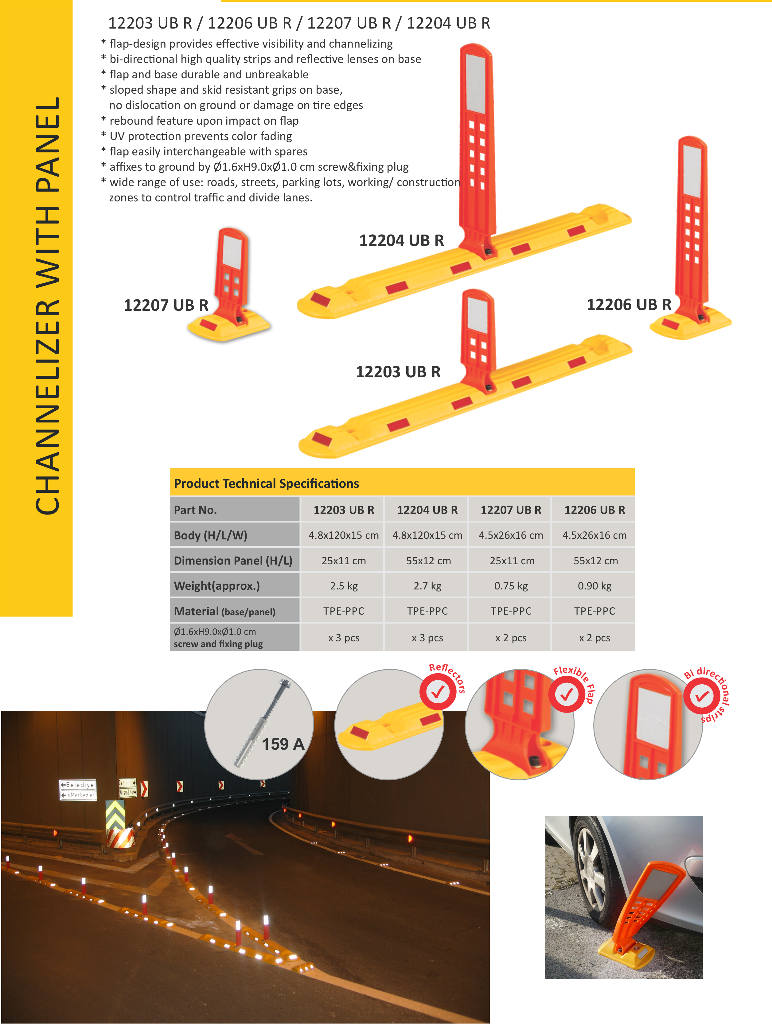 CHANNELIZER W/ PANEL – Evelux Canada Road and Traffic Safety Equipment